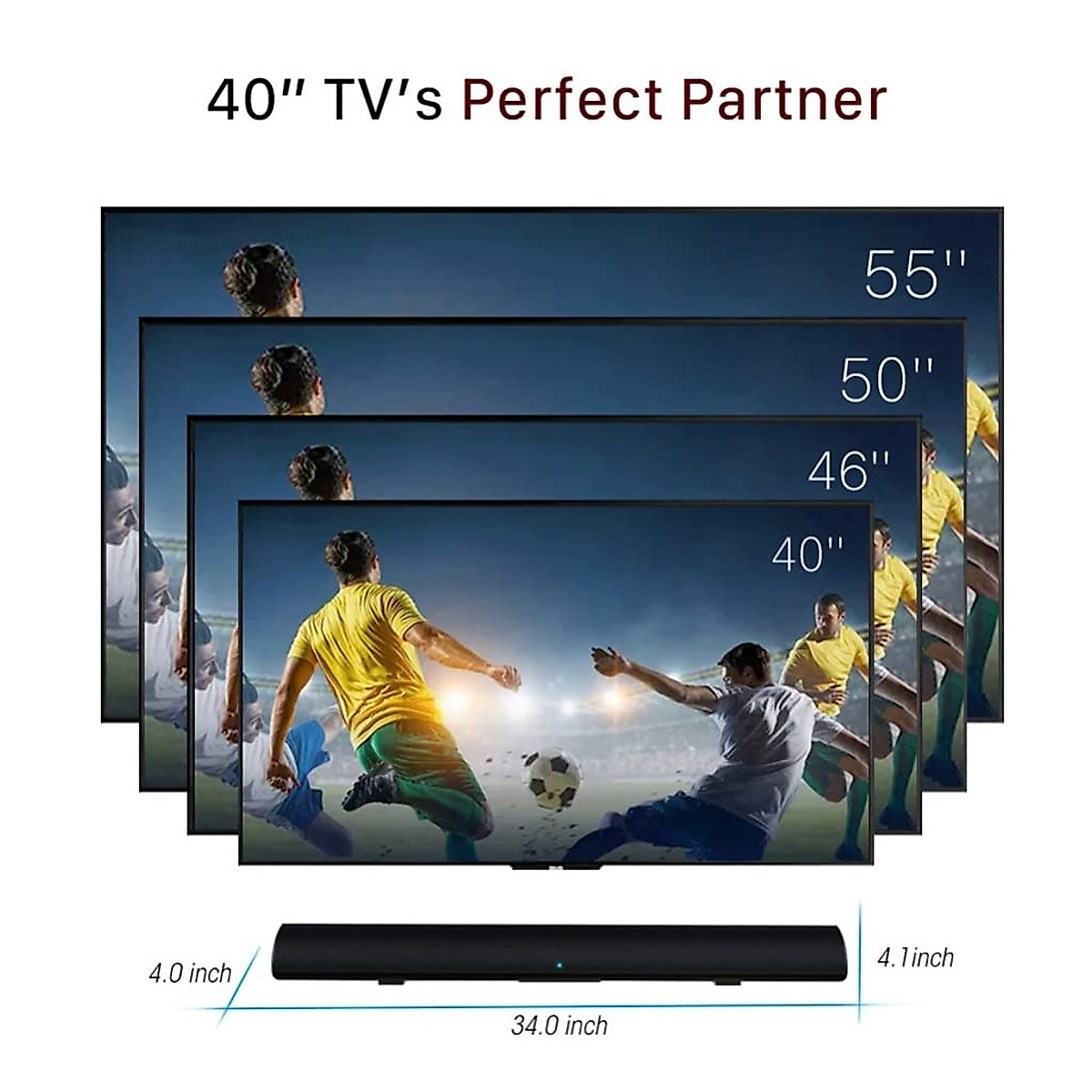 IRDFWH 80W TV SoundBar Speaker Home Theater System 3D Surround Sound Bar Subwoofer Audio Remote Control Wall Mountable