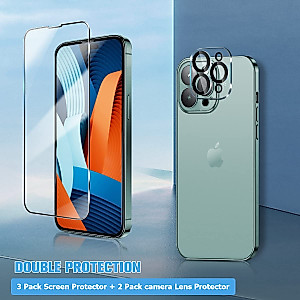 3+2 Pack Screen Protector Glass and camera lens protector,for iPhone 14 Pro Max,HD Tempered glass and camera lens protector 9H Hardness, Scratch Resistant, Easy Install,Bubble Free,Case Friendly