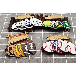 3 Pair Lightweight Glitter Leather Football Earrings Multilayer Leather Football Baseball Basketball Drop Earrings for Women Funny Sports Game Jewelry -Style 1