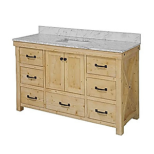 Kitchen Bath Collection Tuscany 60-inch Single Bathroom Vanity (Carrara/Driftwood): Includes Driftwood Cabinet with Authentic Italian Carrara Marble Countertop and White Ceramic Sink