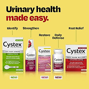Cystex Urinary Tract Infection Support and Prevention for Men and Women, Cranberry Prebiotic Supplement for UTI Protection & Urinary Health Maintenance, D-Mannose & Vitamin C, 7.6 oz (2 Pack)