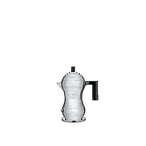 Alessi MDL02/1 B Pulcina Stove Top Espresso 1 Cup Coffee Maker in Aluminum Casting Handle And Knob in Pa, Black