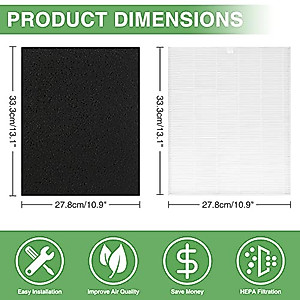 C545 H13 True HEPA Replacement Filter S Compatible with Winix C545 Air Purifier, Replaces Winix S Filter 1712-0096-00, 1 True HEPA Filter + 4 Activated Carbon Filters