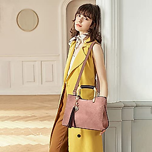 PORRASSO Handbags Purses Women Top-Handle Bags Ladies Fashion Crossbody Bag Satchel PU Leather Shoulder Tote Bags Pink