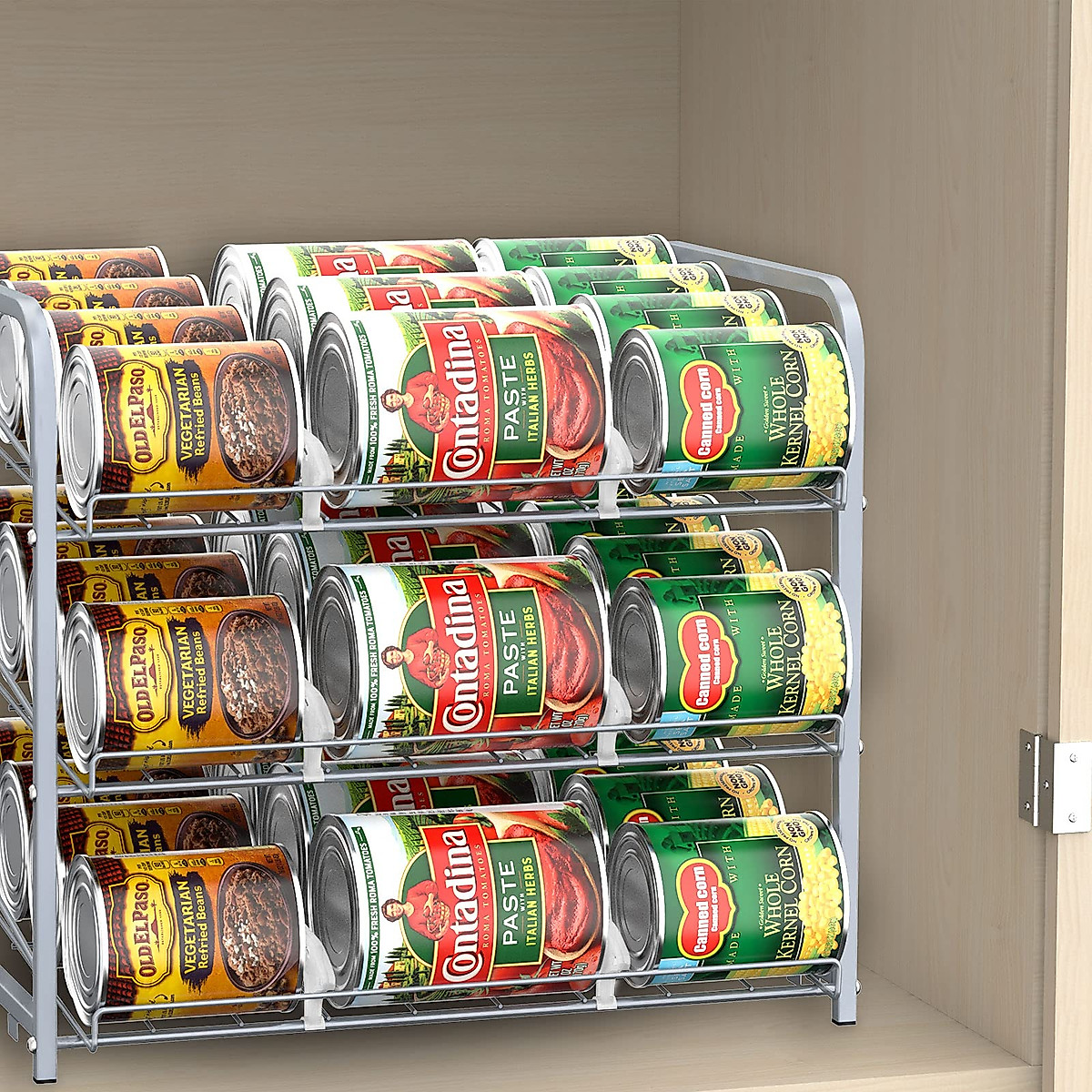 BTY Can Organizer Stackable 4 Pack, Storage Rack Stacking Can Dispensers for Kitchen Cabinet, Countertop, Refrigerator