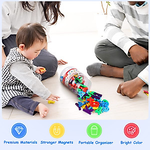 Magnetic Letters and Numbers, Stronger Magnets Design Alphabet ABC 123 Magnets, Safe Colorful Magnets Refrigerator Toys Set Learning Spelling Counting for Kids Toddlers(78 PCS)