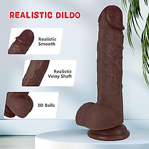 Sex Toys Dildo Realistic Silicone Dildo, Safety Material for Clitoral Vagina and Anal Stimulation with Strong Suction Cups, Sex Adult Toys for Women and Couple 7.8 Inch (Brown)