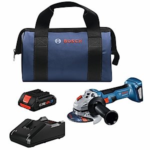 BOSCH GWS18V-8B15 18V Brushless 4-1/2 In. Angle Grinder Kit with (1) CORE18V® 4 Ah Advanced Power Battery, Black