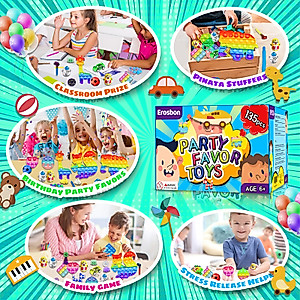 Erosbon 135pcs Party Favors for Kids3-5 4-8-12, Fidget Toys, Birthday Gift Toys, Treasure Box Toys Prizes for Kids, Bulk Toys Goodie Bag Stuffer Carnival Prize Reward