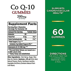 Nature’s Bounty CoQ10 Gummies, Supports Heart Health, CoQ10 200mg, Peach Mango Flavor, 60 Count
