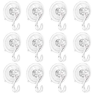 12PCS Wreath Hanger, Suction Cup Hooks with Key Lock, Heavy Duty Shower Suction Cup Hook Wall Door Glass Window Bathroom Suction Cups Hook, Door Hanger, Vacuum Plastic Hooks Holds up to 22Lbs