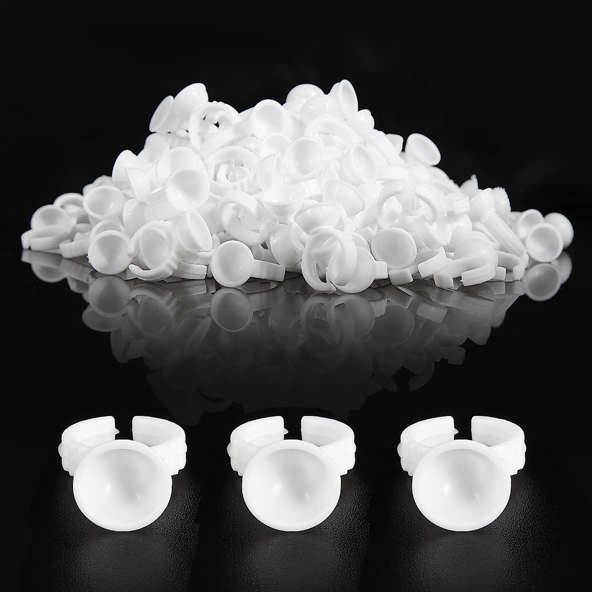 ZXMFDZ 300PCS Glue Rings for Eyelash Extensions Lash Glue Rings Lash Glue Holder Lash Extension Eyelash Extension Supplies Plastic Pigment Ring Cups