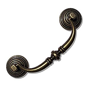 MuDuJia 6-Pack 3 1/2 Inch Shabby Chic Drawer Pulls Handles Antique Bronze Kitchen Cabinet Drop Bail Pulls Handles (6, 3.5" Hole Center/Antique Brozne)