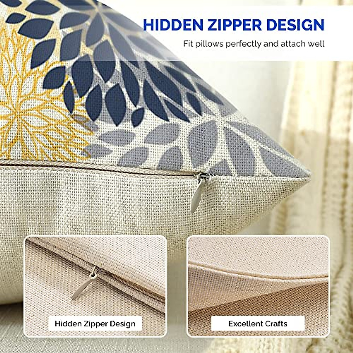 Cirzone Outdoor Pillow Covers 18x18 Set of 4 Waterproof Outdoor Pillows Couch Throw Pillow Covers Modern Daisy Decorative Pillow Covers Decorations for Patio, Garden, Home