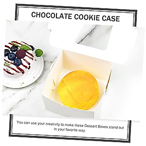 HEMOTON 60 Pcs Cookie Display Box Clear Box Treat Boxes with Window Mini Gift Boxes Chocolate Gift Box Mini Cake Boxes Baking Accessories Cookie Holder for Home Paperboard Cookie Box Donut