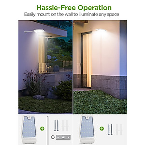 InnoGear Solar Gutter Lights Outdoor Waterproof, 29 LED Solar Motion Lights with 4 Lighting Modes Solar Outdoor Lights Wireless with Mounting Pole for Wall Fence Yard Barn Porch Garage, Pack of 2