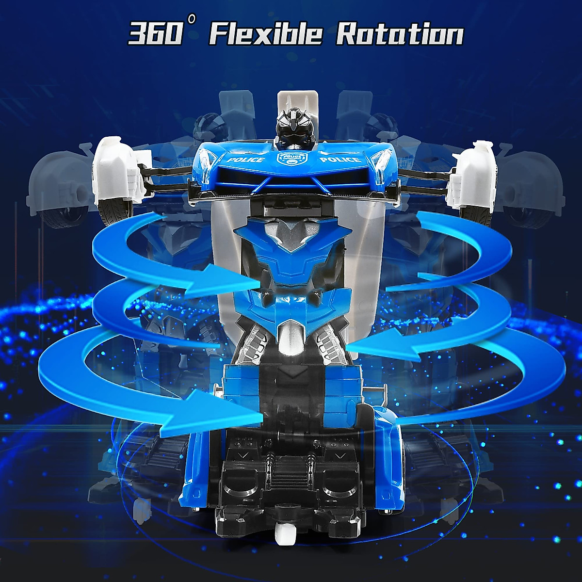 Zosam Remote Control Car, Deformation Robot Police Car, One Button Deformation & 360 Speed Drifting, Toy for 4-13 Yrs Old Kid RC Vehicle，Best for Boys (Police White)