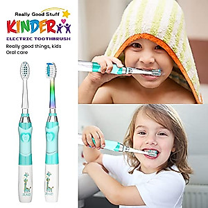 SEAGO Kids Electric Toothbrushes, Battery Powered Children Toothbrush with 2 Mins Timer and LED Light, Soft Kids Tooth Brush Sonic Toothbrush for Boys Girls Ages 4+ (Green)