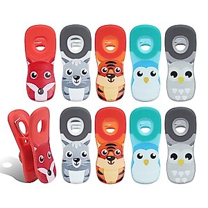 COOK WITH COLOR Cute Magnetic Bag Clips - 10 Pc. Set of Chip Clips and Snack Clips with Printed Designs- Kitchen and Food Bag Clips for Airtight Seal for Food Storage (Spring Time Floral)