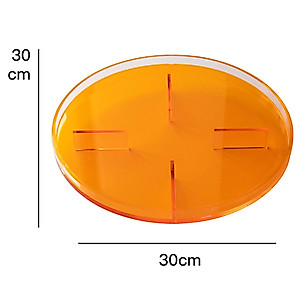 Lifup Acrylic Serving Tray, Clear Decorative Serving Trays for Kitchen Dining Room Table Ottoman Vanity Countertop Round Orange 11.8"x 11.8"x2.0" 30x30x5cm