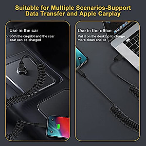 Coiled Lightning Cable Apple Carplay & MFi Certified, Retractable iPhone Charger with Data Transmission, Short iPhone Charger Cord for iPhone/Pad/Pod