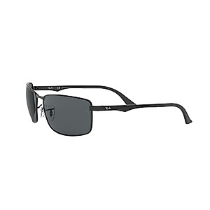 Ray-Ban Men's RB3498 Rectangular Sunglasses, Matte Black/Polarized Grey, 64 mm