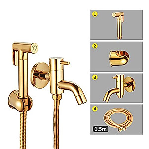 NBAAYIK Handheld Bidet Sprayer Kit,Bidet Sprayer Kit for Toilet,Bidet Sprayer for Toilet Black,Bidet Shower Head,Bidet Shower Kit,Bidet Sprayer Kit,Toilet Sprayer Set,Gold C (Golden B)