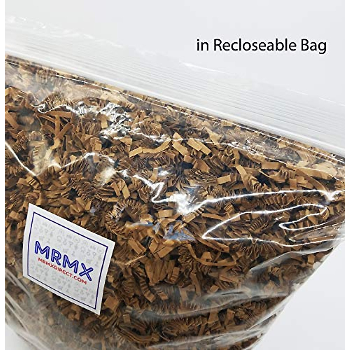 MRMX (1/2 Pound 8 oz natural Tan Kraft Crinkle Cut Paper Shred Filler for Gift Wrapping & Basket Filling Comes In a Reclosable Poly Zip Lock Bag
