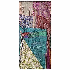 Taj Hotel Kantha Handcrafted 100% Silk Quilted Scarf, 18 in x 72 in