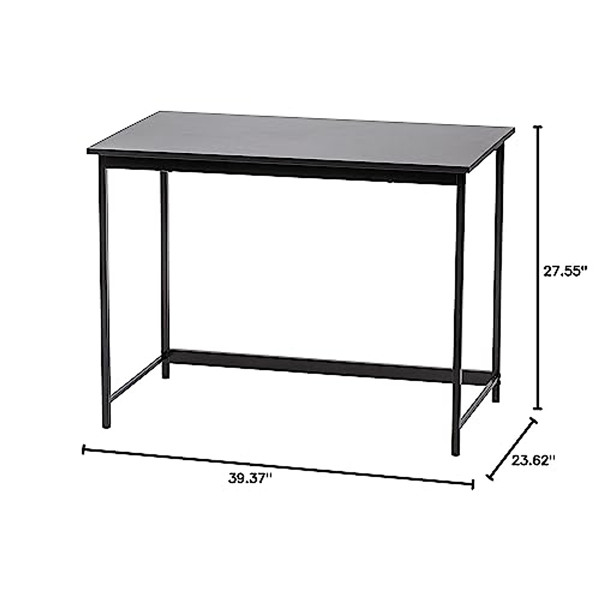 IRIS USA 39 Inch Modern Laptop and Computer Desk Office Table for Home Office, Water and Scratch Resistant Surface Gaming Desk, Easy to Assemble Black Desk