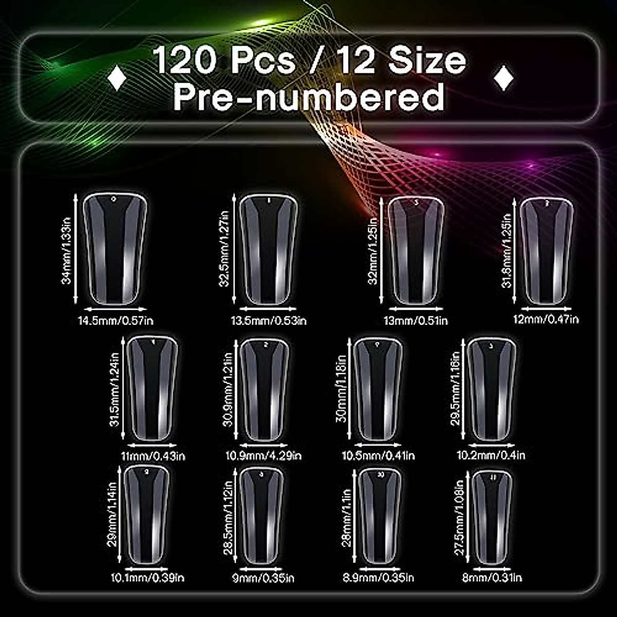 120PCS Clear Square Nail Tips,Short Nail Tips Full Cover Natural Crystal Duck Feet Styel for Wide French False Nail Extension, Acrylic Nails Professional for Y2K-inspired Designs(12 Size Clear)