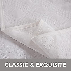 ACCOTIA 100% Cotton Quilt Blanket for Bed Couch Sofa 78"x90", Soft Breathable Queen Size 6 Layers Bed Blanket with Wave Jacquard for All Season (Wave Pattern, White)
