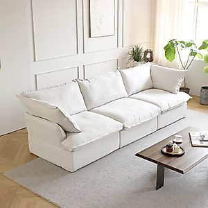 JACH Modern Modular Sectional Sofa 3 Seat for Living Room, Comfy Convertible Sectional Sofas Couches, Cushion Covers Removable, Two Corners and One Middle Sofa for Living Room (White)