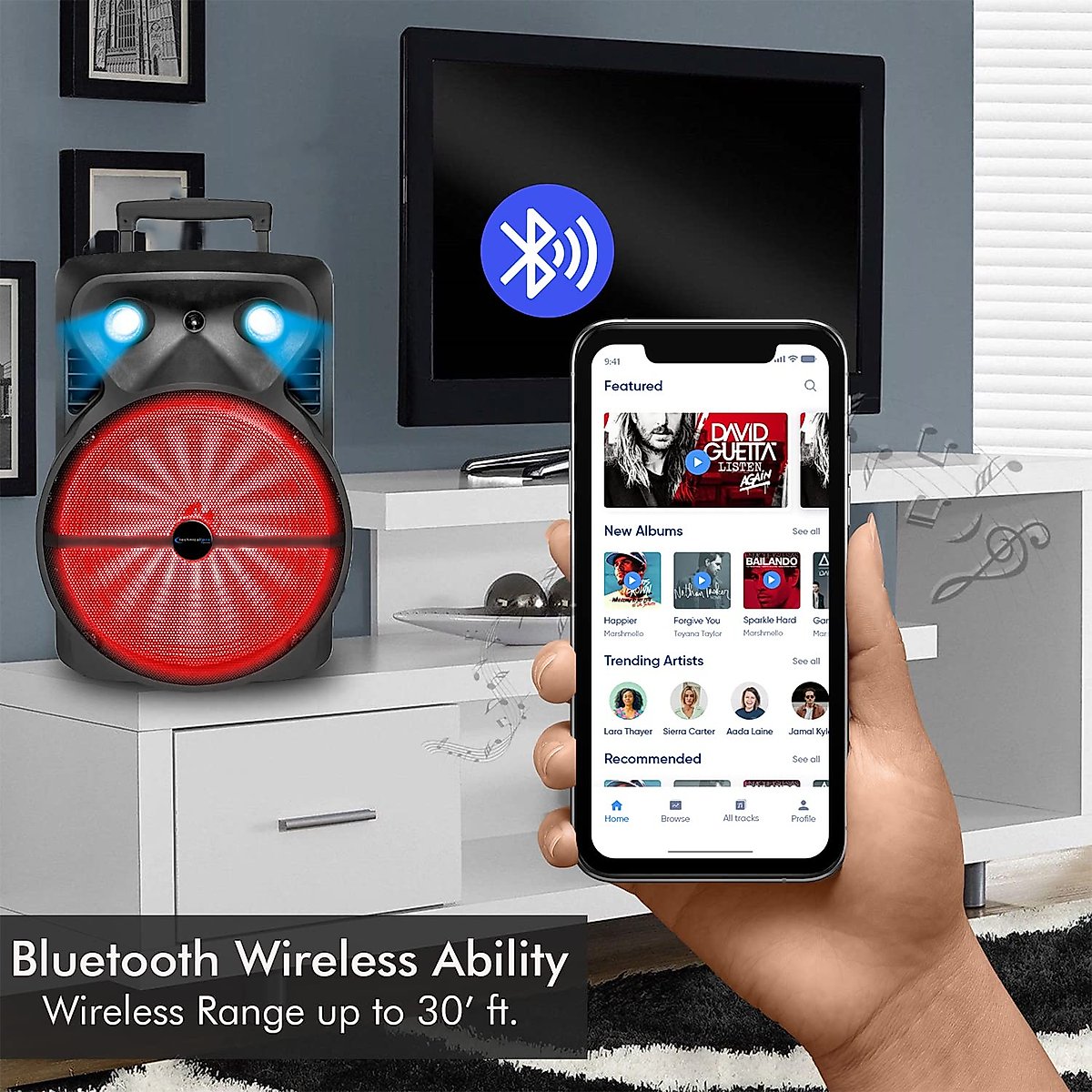 1600 Watts Bluetooth Speaker with Tripod, Wired Microphone & Remote Control | Rechargeable 15" Two Way Bluetooth DJ Light Speaker Package with USB SD Card inputs by Technical Pro