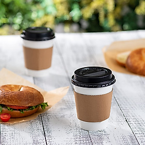 Comfy Package [12 oz. - 100 Sets Disposable Coffee Cups with Lids and sleeves - To Go Paper Hot Cups for Travel and Office Use