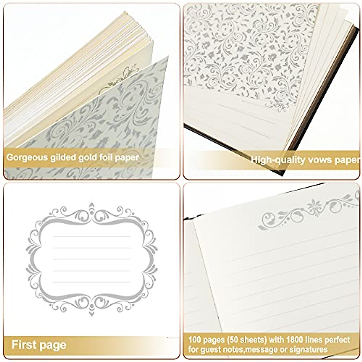 Zonon Funeral Guest Book, Black Guest Book with Pen and Table Sign, 50 Page Memorial Service Guest Book, Guestbook in Loving Memory for Wedding Funeral Memorial Bridal Shower, 9 x 6 Inch