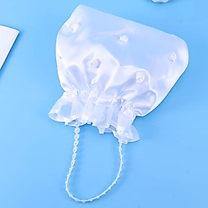 Satin Bridesmaid Handbag Money Bag Bridal Dolly Bag Wedding Party Handbag Bridesmaid Flower Decorated Dolly Bag Bridal Purse for Wedding Bridal Dolly Bag Favor Bridesmaid Dolly Bag