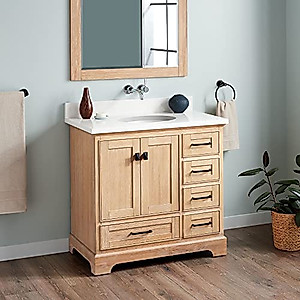 Signature Hardware 953664-36-UM-0 Quen 36" Free Standing Single Basin Vanity Set with Cabinet, Vanity Top, and Undermount Sink - No Faucet Holes