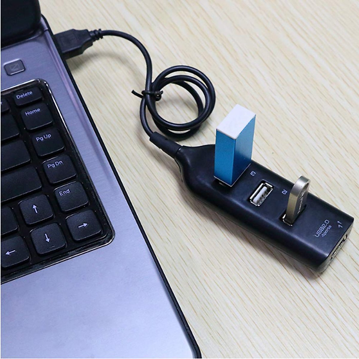 Hub USB 2.0 4-Port Distributor for PC Notebook Computer Notebook Receiver Computer Peripheral Accessories (Black)