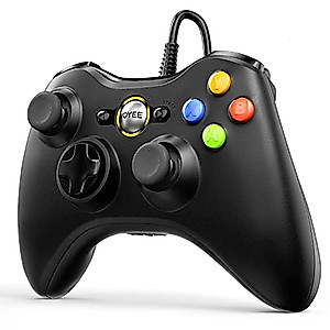 VOYEE PC Controller, Wired Controller Compatible with Microsoft Xbox 360 & Slim/PC Windows 10/8/7, with Upgraded Joystick, Double Shock | Enhanced (Black)