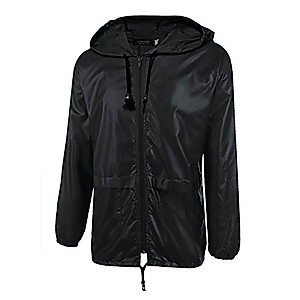 COOFANDY Mens Light Packable Rain Jacket with Hood Waterproof Trench Raincoats