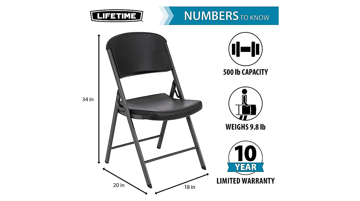 Durable Lifetime Folding Chair in Black - Model#80887U
