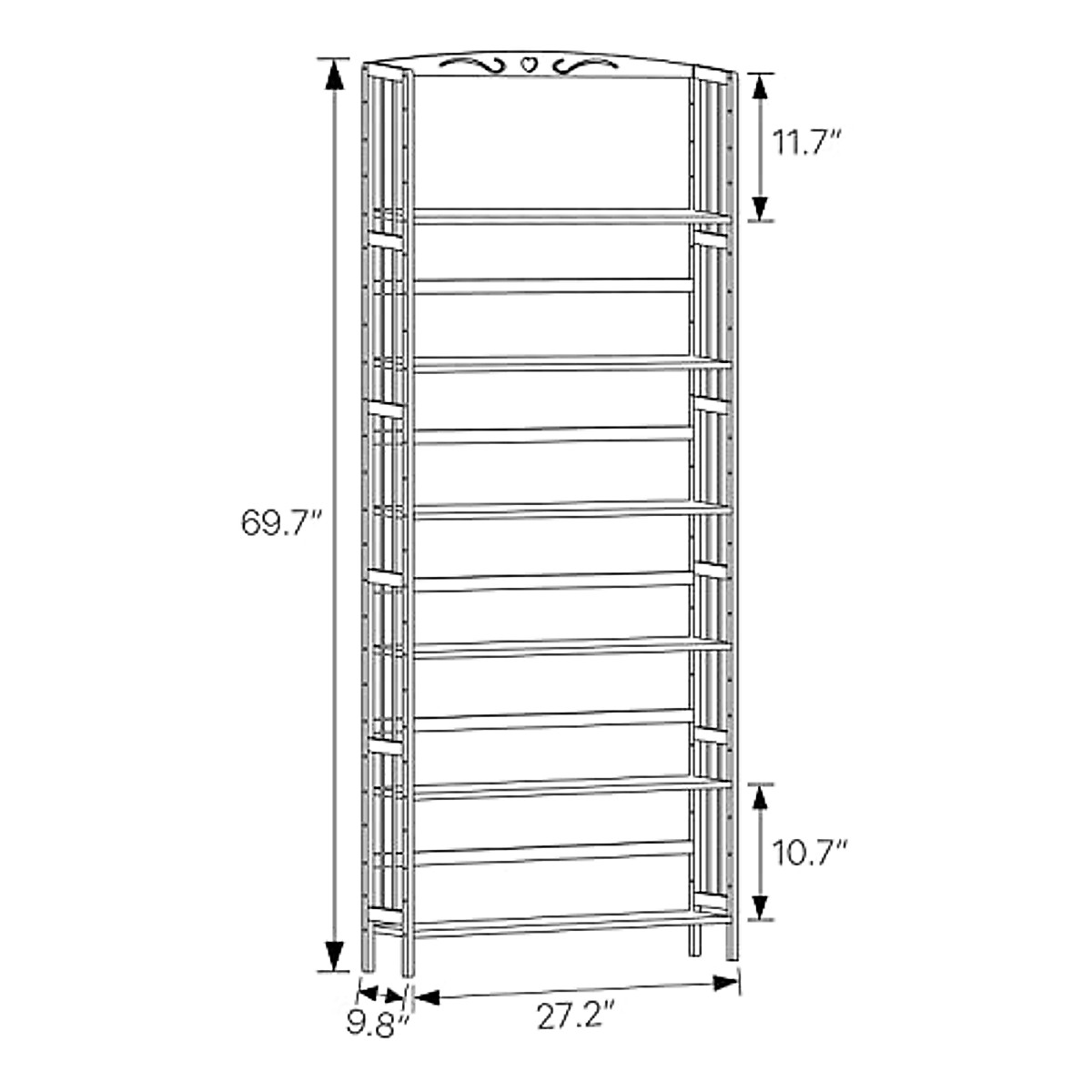MoNiBloom 6-Tier Adjustable Bookshelf Bookcase, Multifunction Free-Standing Storage Shelf Narrow Plant Flower Stand for Living Room Kitchen Home, Brown