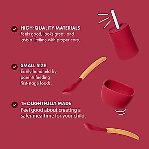 Avanchy Silicone La Petite Essential Collections Gift Set Black - Includes Mini Silicone Bowl, Silicone Cup, and Bamboo Baby and Infant Spoons - Baby Food Set - Baby Shower Gifts