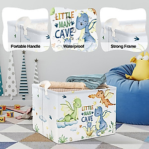 Clastyle 36L Large Rectangle Dragon Gift Basket Star Cloud Blue Book Shelf Basket with Handle Collapsible Toy Clothes Storage Basket for Kid Room Nursery