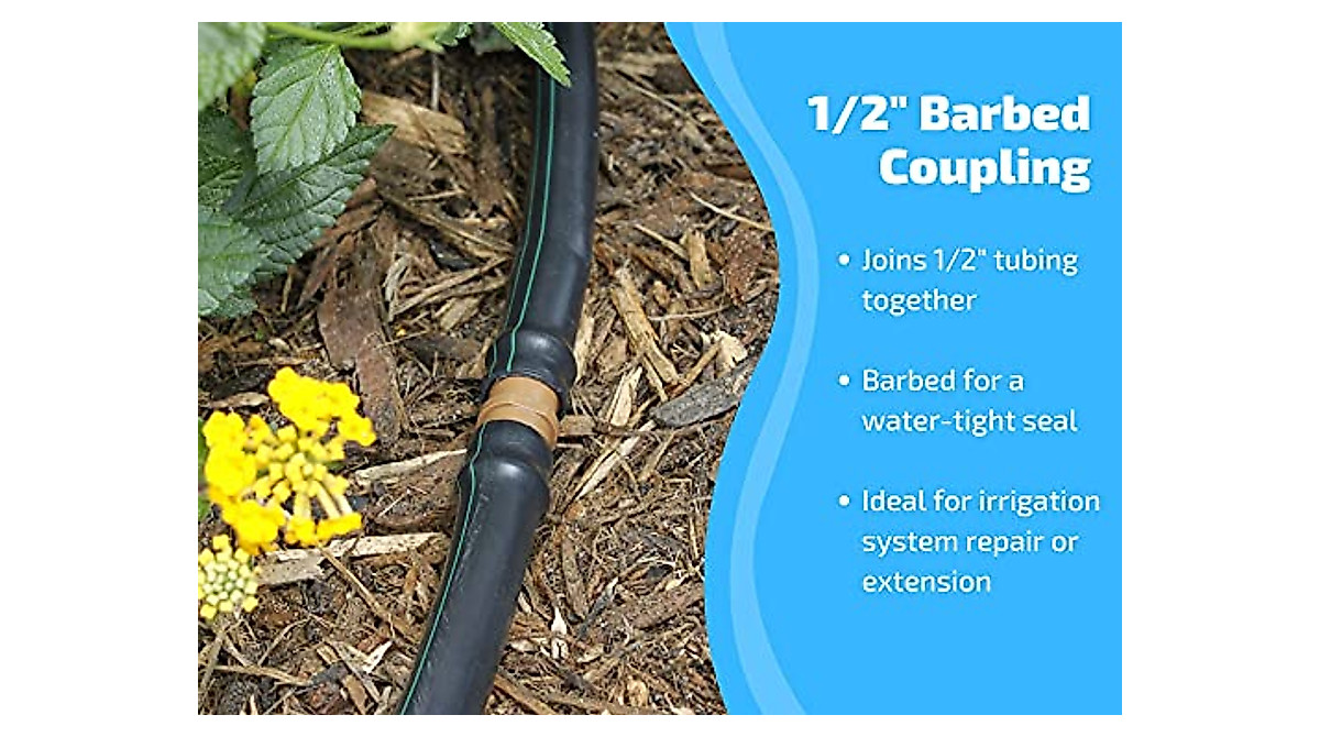 Habitech 1/2" Coupling Drip Irrigation Fittings (12 Pack) - Barbed Drip ...