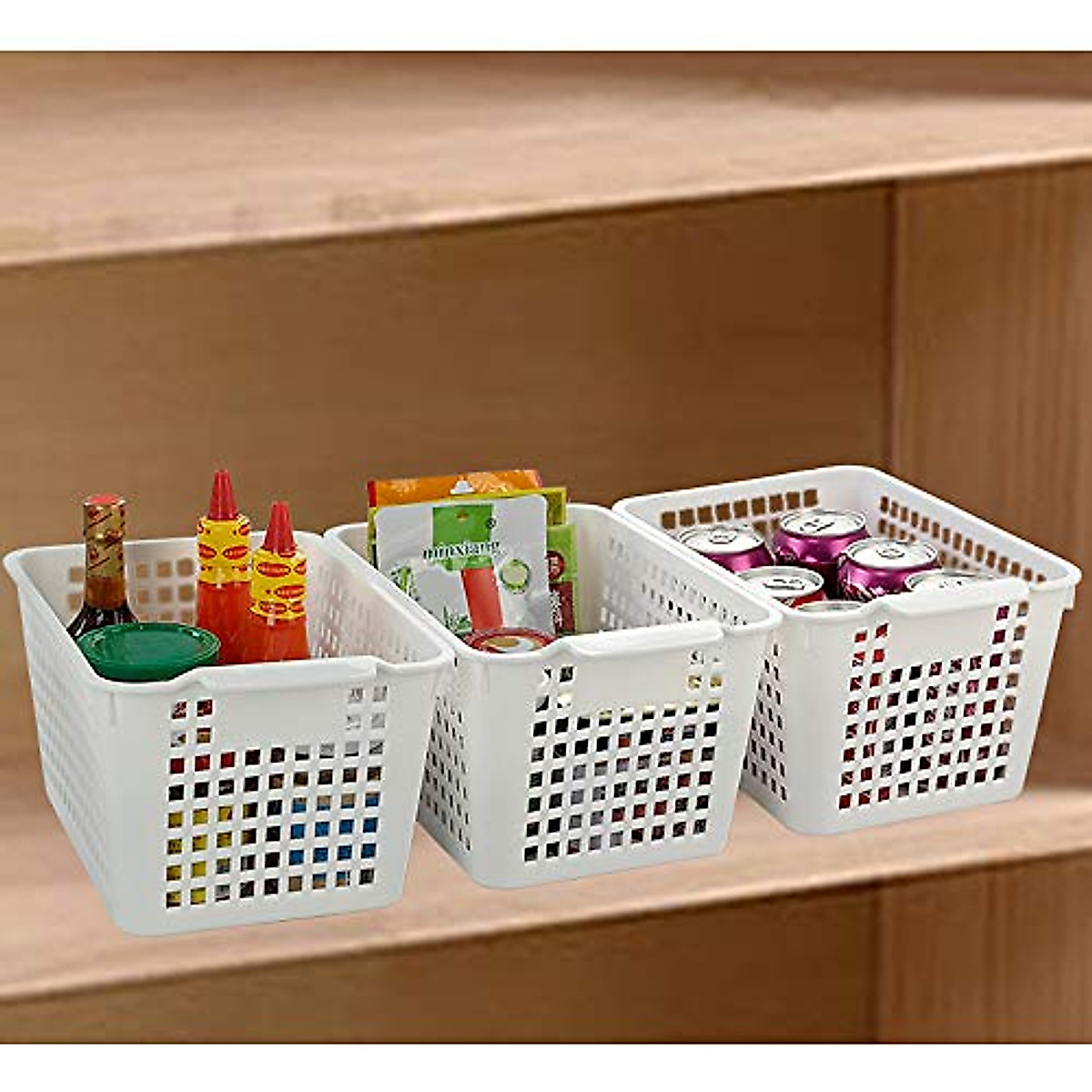 Fiazony 6-Pack White Plastic Storage Basket, Office Storage Baskets