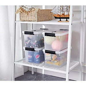 JUJIAJIA Clear Storage Latch Box/Bin, 2-Pack Plastic Organizing Container with Handle and Lids (7 QT/16QT)
