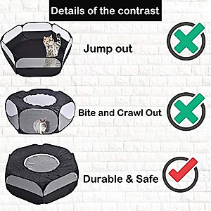 Linifar Small Animals Playpen, Portable Pet Tent Fence with Zippered Cover Outdoor/Indoor Exercise Anti Escape Yard Fence for Puppy Kitten Rabbit Bunny Hamster Rat Guinea Pig Hedgehog Ferret (Black)