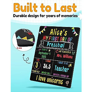 First & Last Day of School Chalkboard Sign (11x14 inches, Double-Sided), My Large Back to School Board, for Kids - Preschool, Kindergarten, 1st Grade Supplies